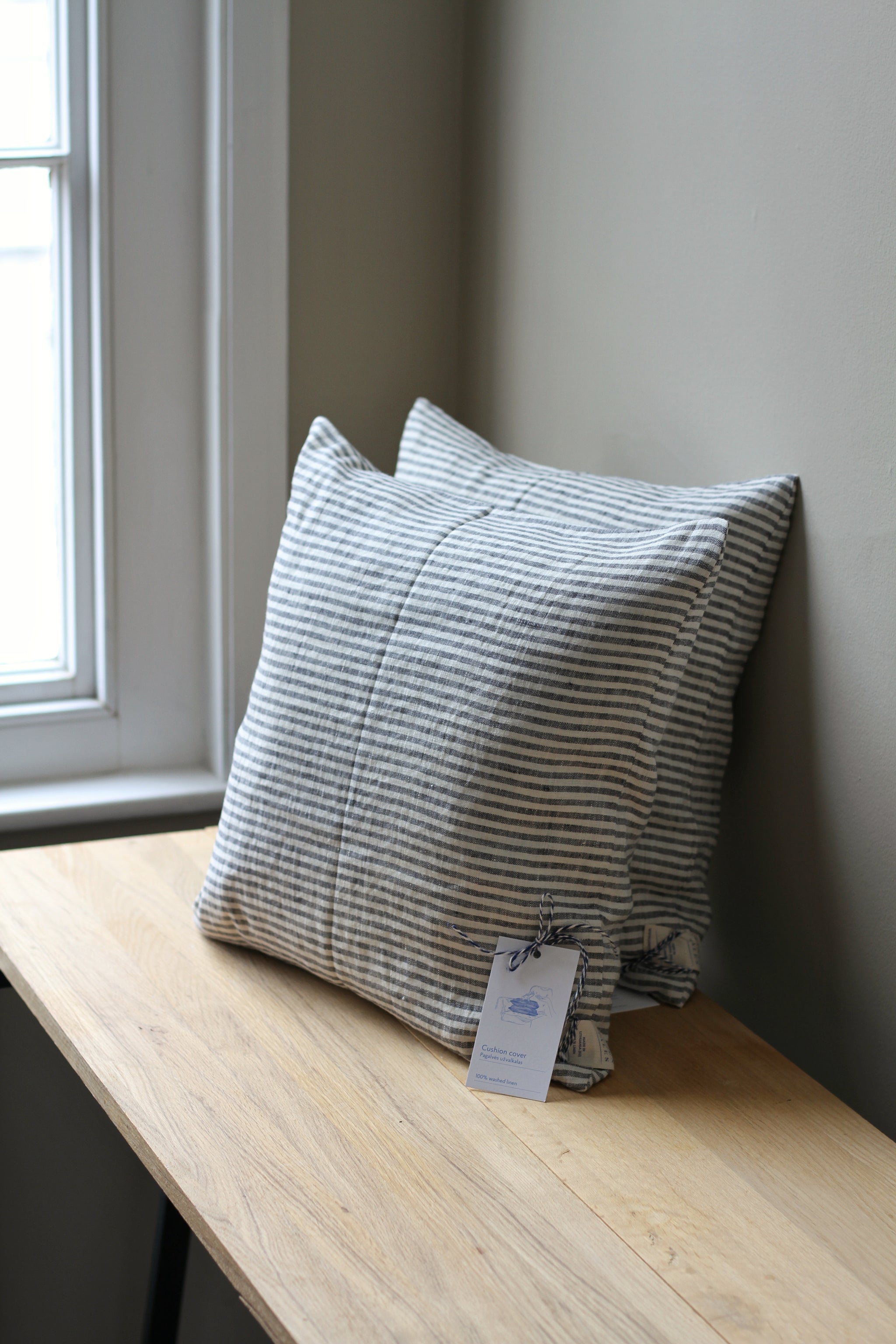 Striped Linen Cushion - Thin Black Stripe – Hare & Wilde